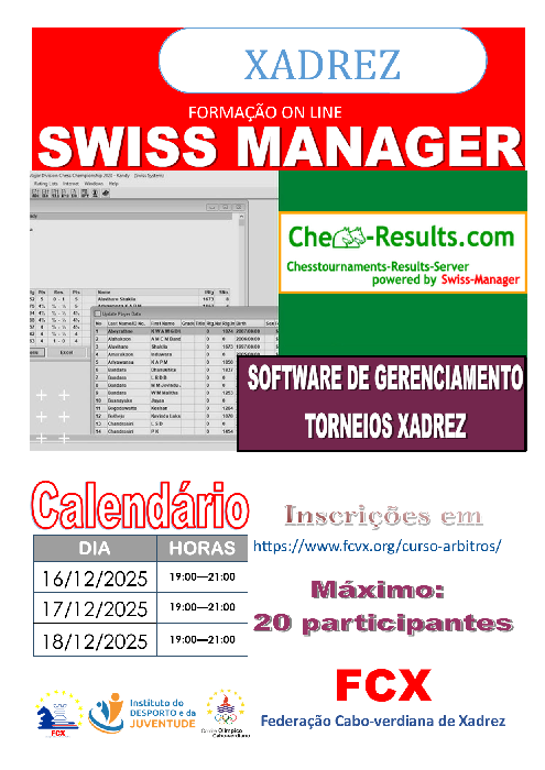 Formação de Swiss Manager :: Federação Cabo-verdiana de Xadrez